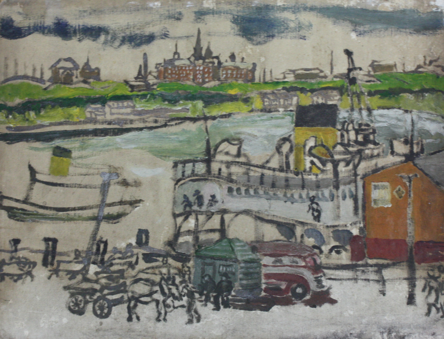 Untitled - River Scene, c. 1940 - Joseph Delaney - Aaron Galleries